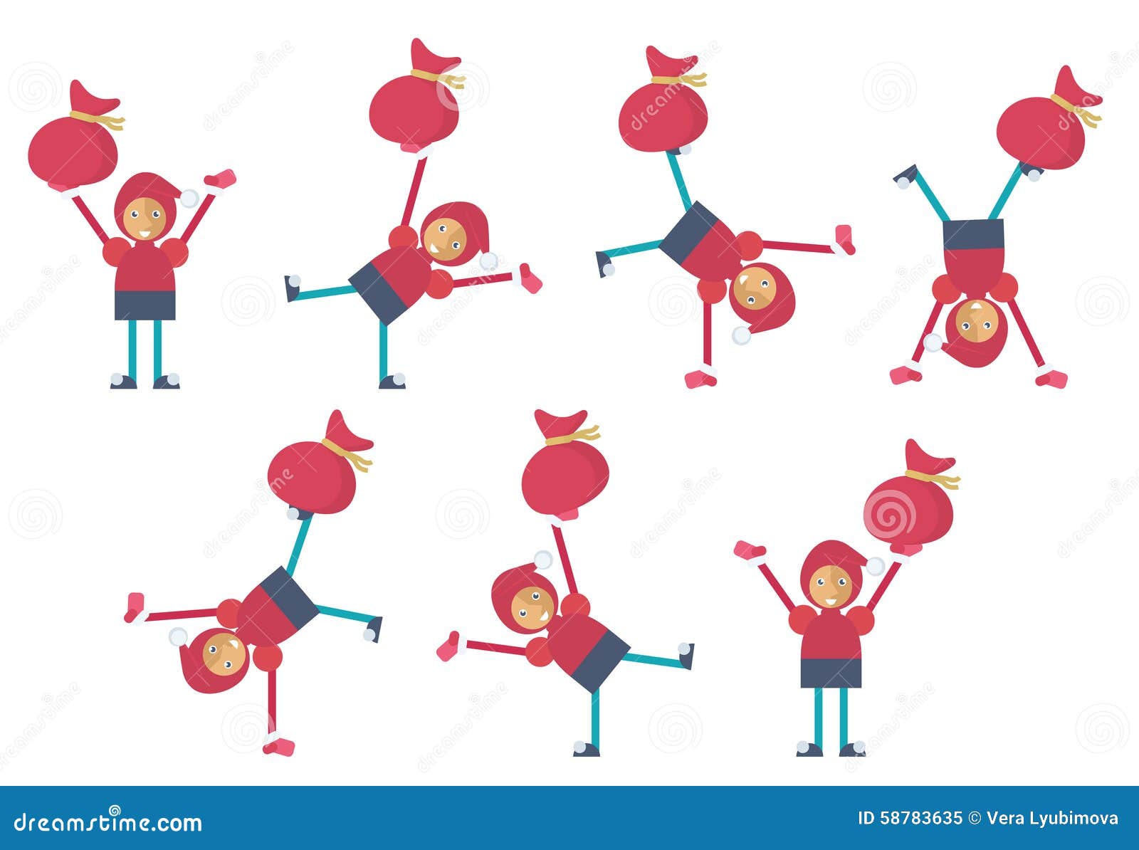 A Christmas Elf Doing a Somersault Stock Vector - Illustration of noel ...
