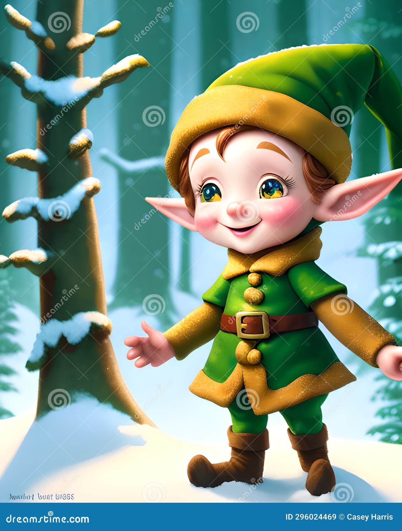 Christmas Elf in the Forest Stock Illustration - Illustration of bitter ...