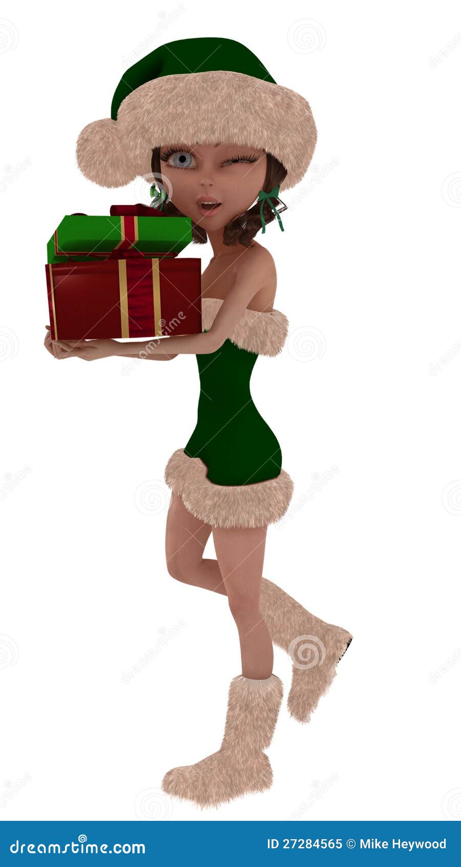 Christmas elf with gifts stock image. Illustration of white - 27284565