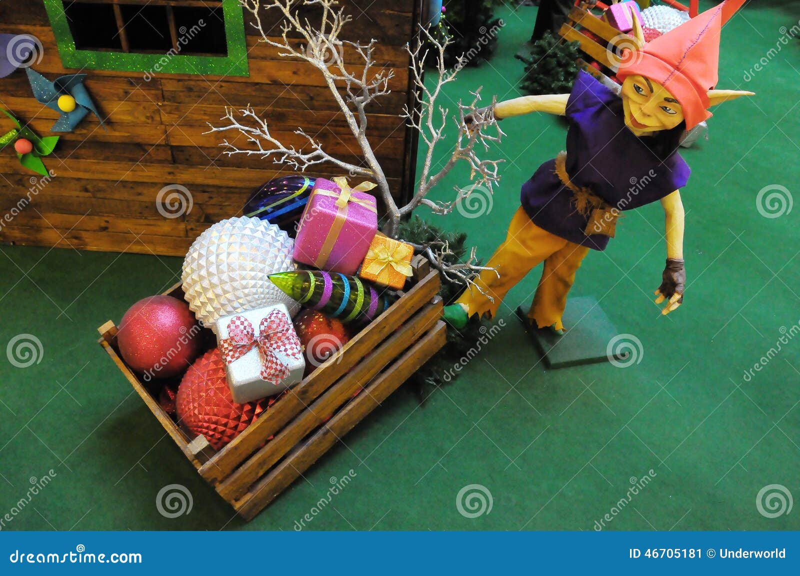 Christmas elf with gifts stock image. Image of christmas - 46705181