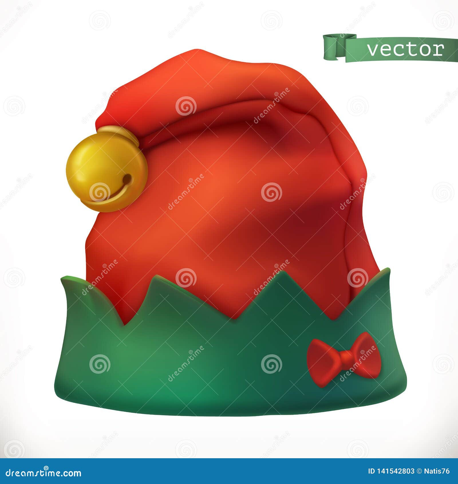 Christmas Elf Hat 3d Vector Icon Stock Vector - Illustration of helper ...