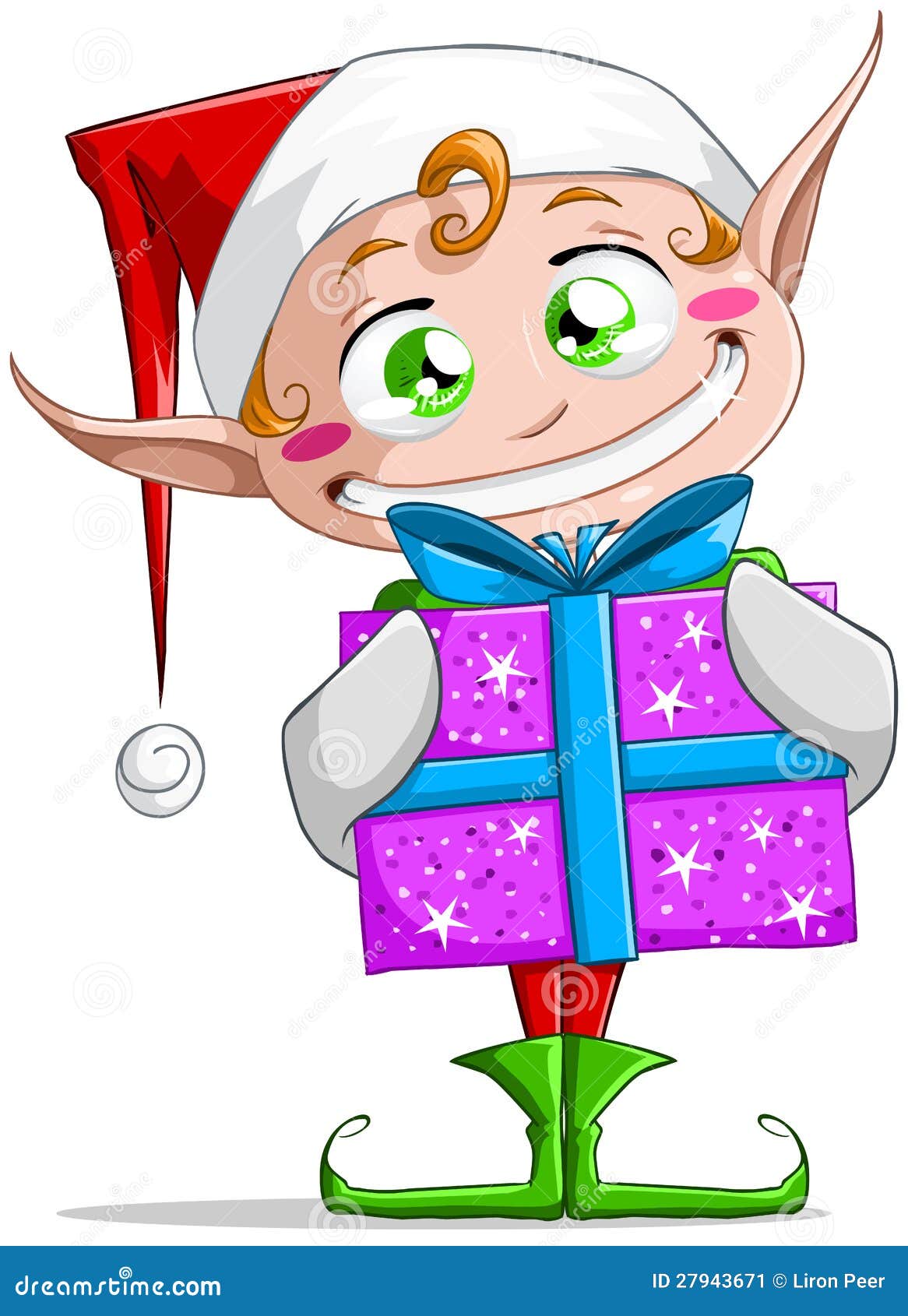 Christmas Elf Holding a Present Stock Vector - Illustration of noel ...