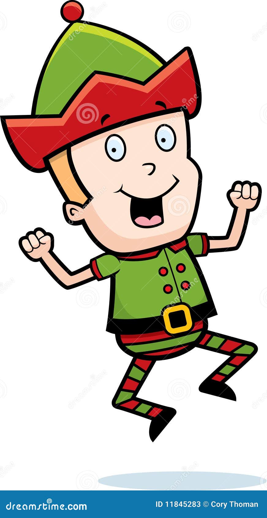 Christmas Elf Jumping stock vector. Illustration of happy - 11845283