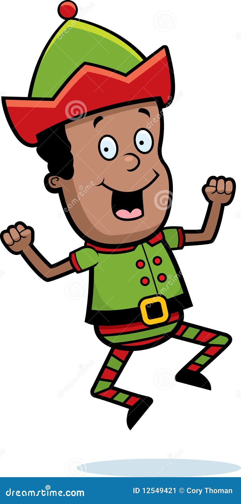 Christmas Elf Jumping stock vector. Illustration of jumping - 12549421