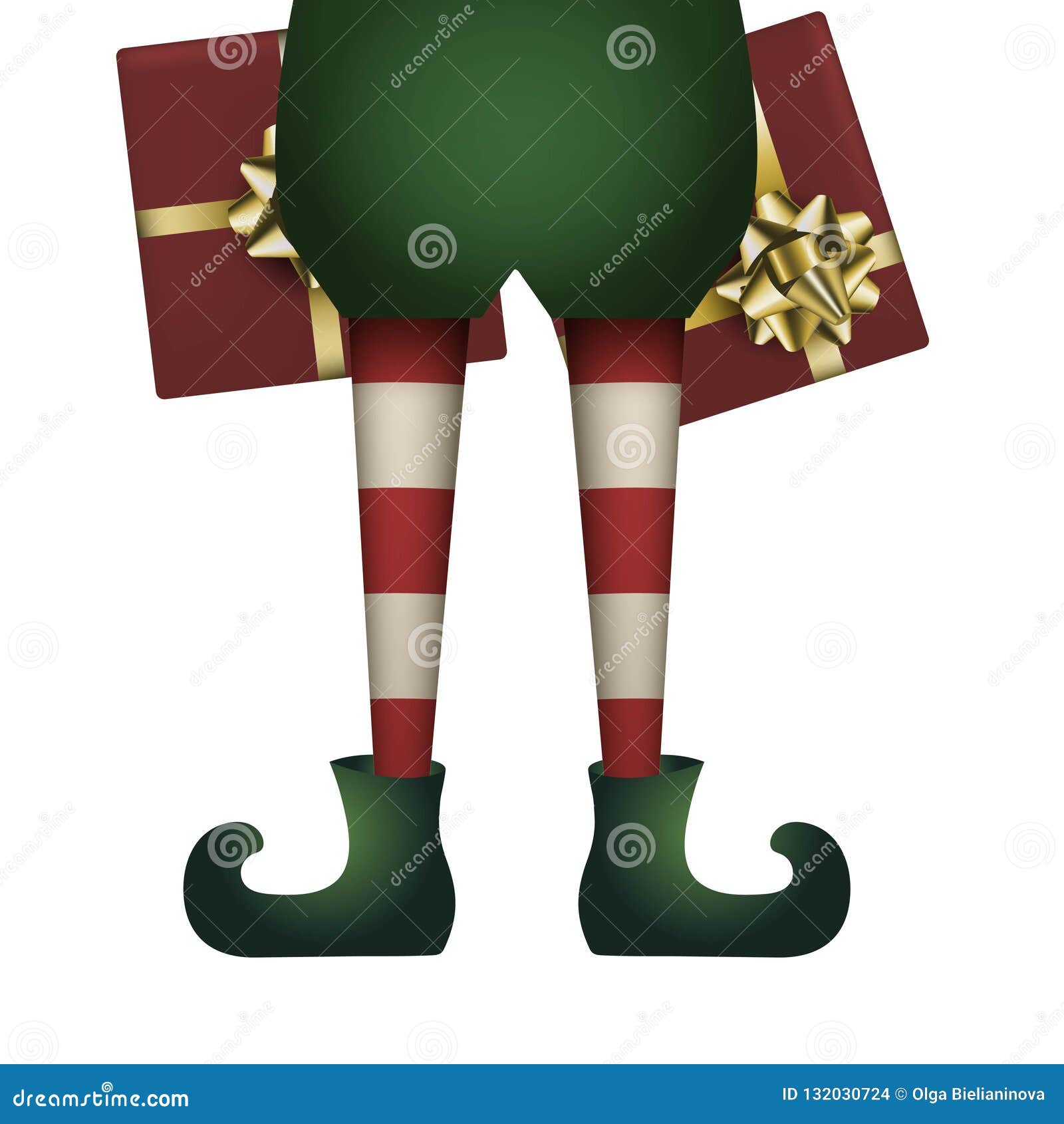 Christmas Elf Legs. Holiday Presents in Hands Stock Vector ... Christmas Elf Legs. Holiday Presents in Hands Stock Vector ...