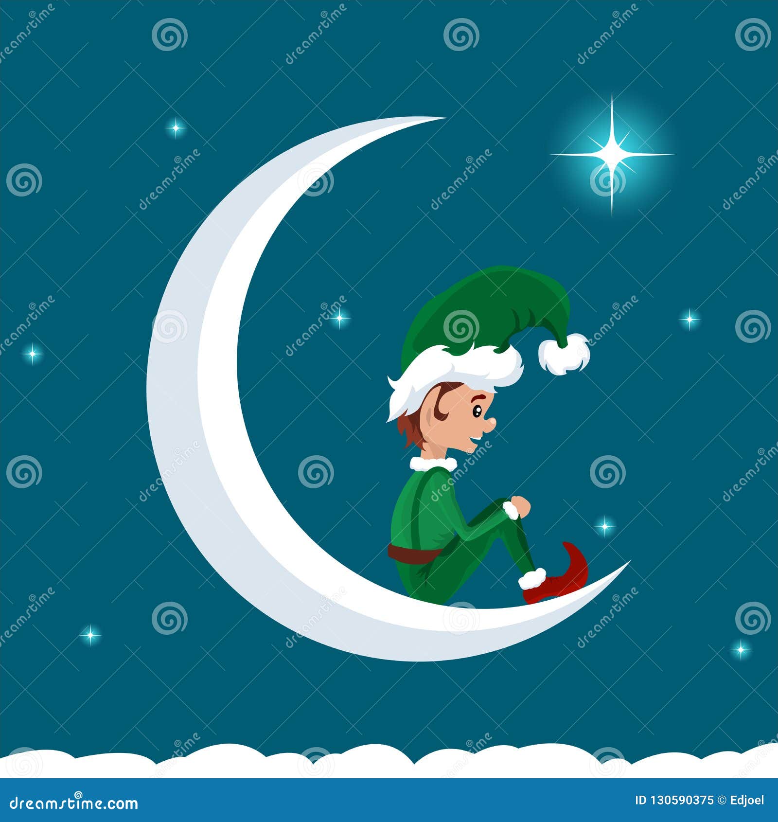Christmas Elf on the Moon Decanting Stock Vector - Illustration of ...