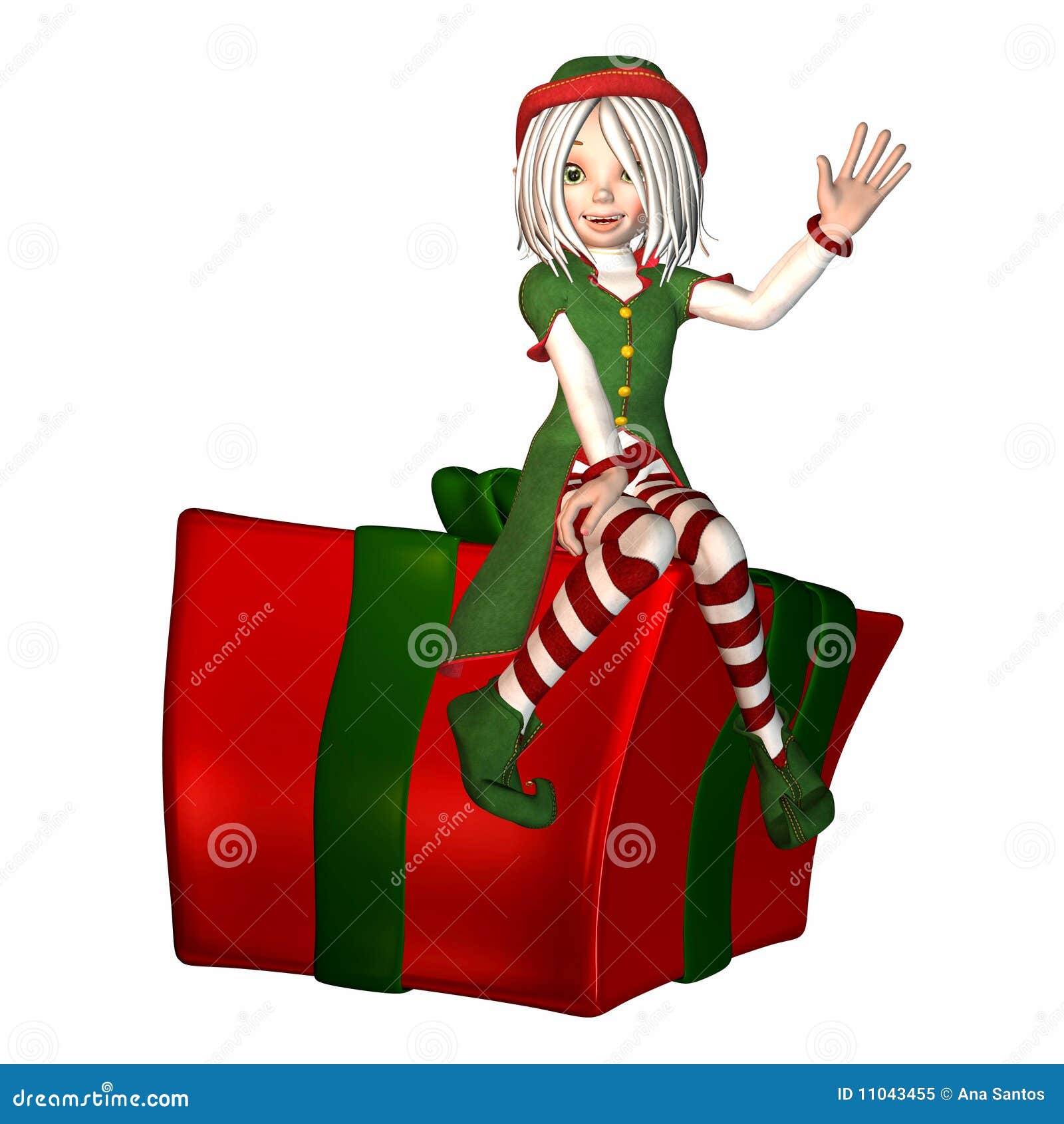 Christmas Elf with present stock illustration. Illustration of children ...