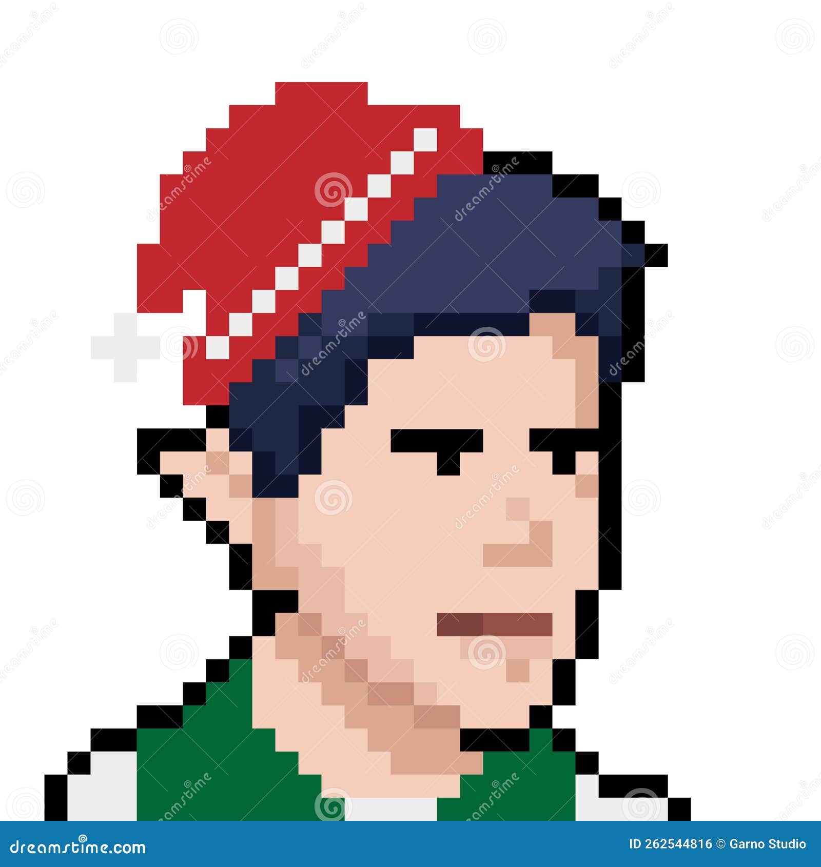 Christmas Elf in a Red Christmas Hat. Pixel Style NFT Concept Stock ...