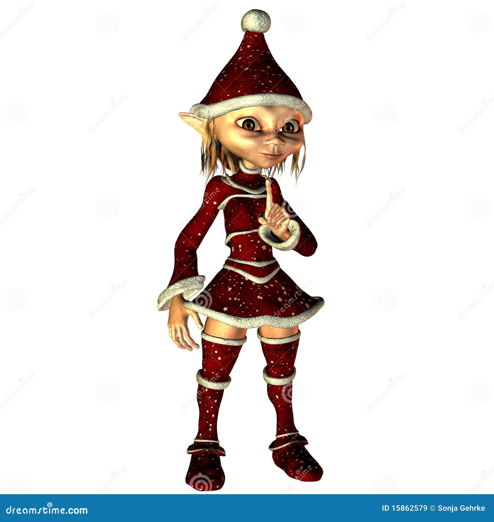 Christmas Elf in Respect Pose Stock Illustration - Illustration of ...