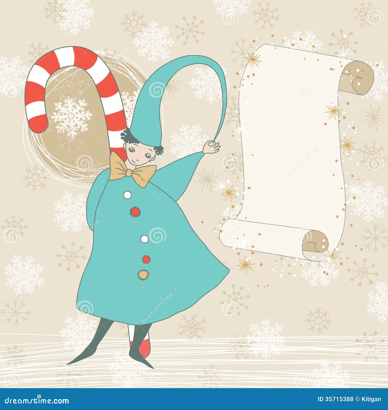 Christmas Elf and Scroll stock illustration. Illustration of merry ...