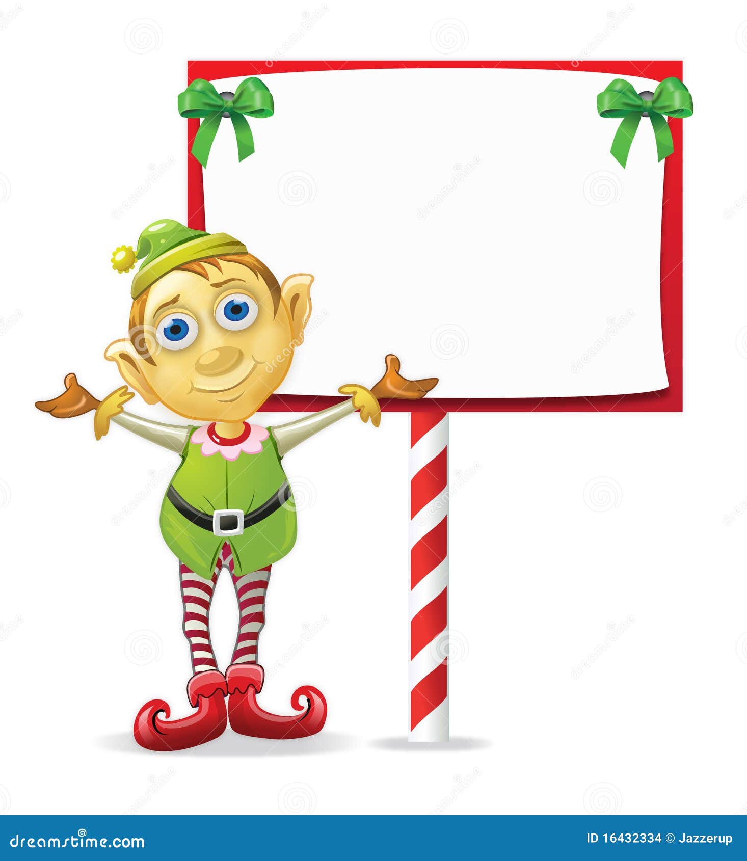 Christmas Elf with Sign stock illustration. Illustration of symbol ...