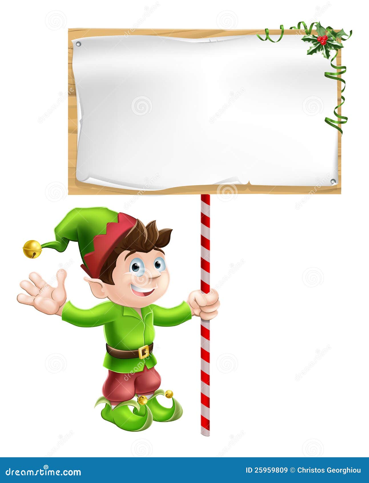 Christmas elf with sign stock vector. Illustration of fairy - 25959809