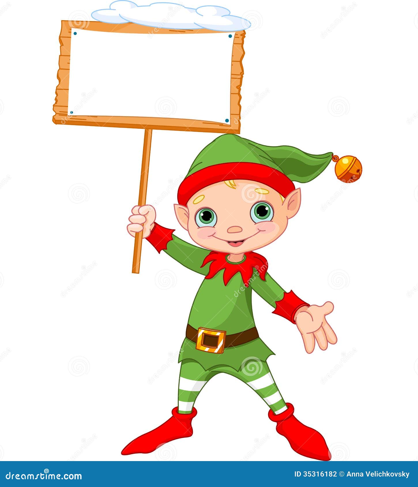 Christmas Elf with sign stock vector. Illustration of designs - 35316182