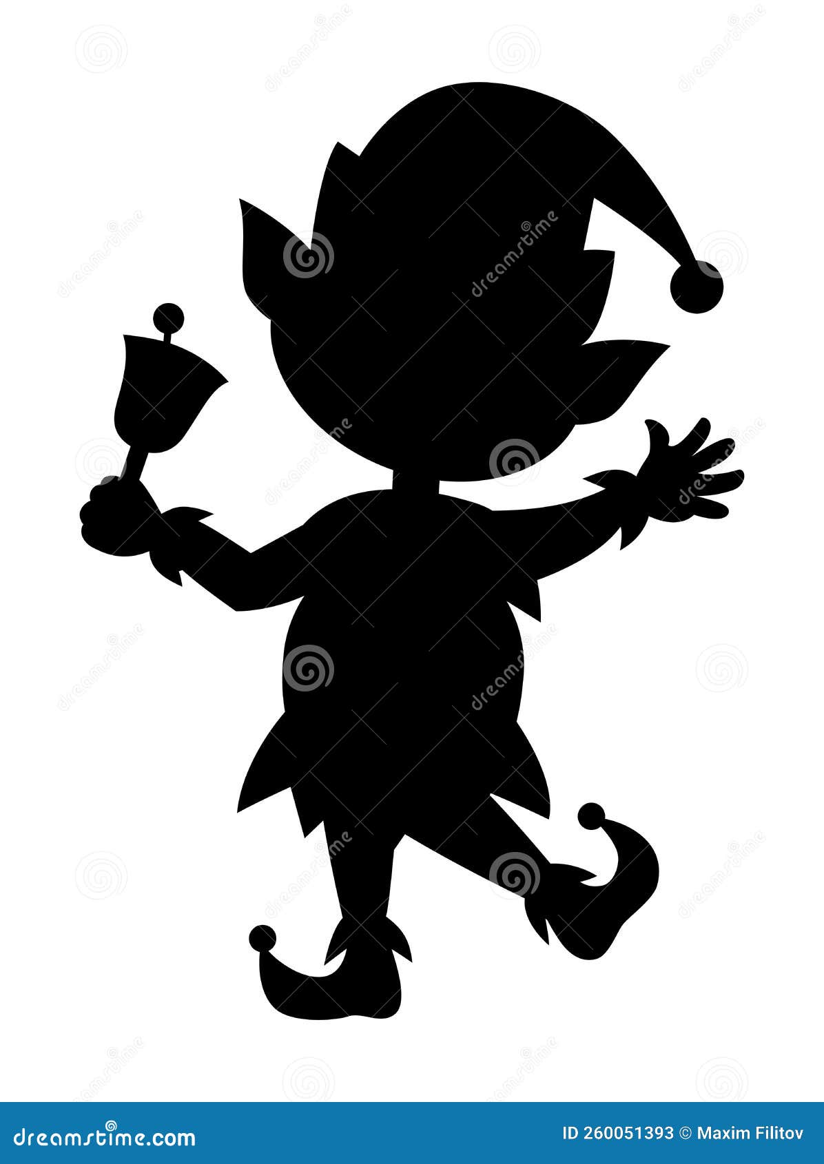 Christmas Elf Silhouette Isolated. Christmas Elf Illustration. Festive ...