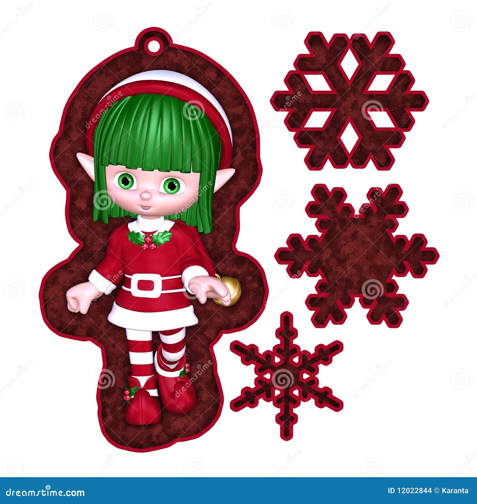 Christmas Elf and Snowflakes Stock Illustration - Illustration of white ...