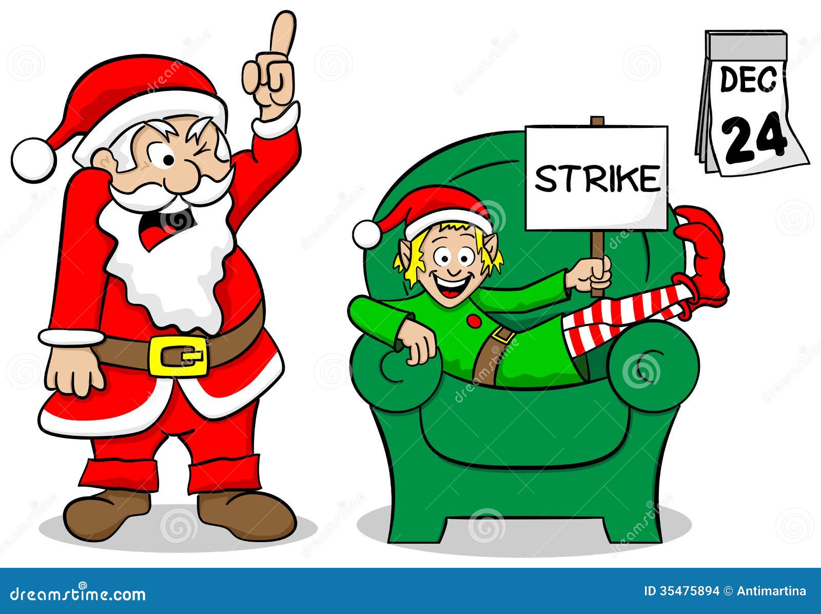 Christmas elf on strike stock vector. Illustration of december - 35475894