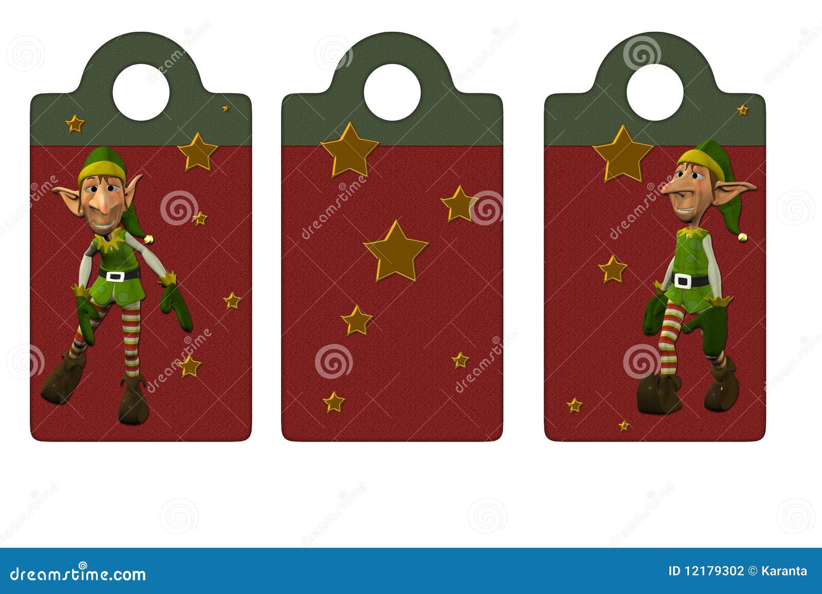 Christmas Elf Tags or Bookmarks Stock Illustration - Illustration of ...