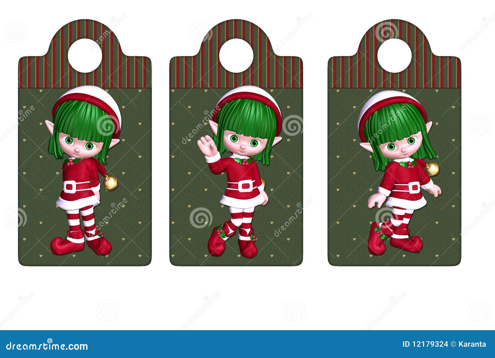 Christmas Elf Tags or Labels Stock Illustration - Illustration of ...