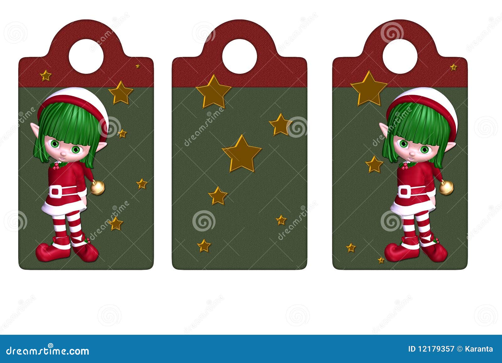 Christmas Elf Tags or Labels Stock Illustration - Illustration of ...