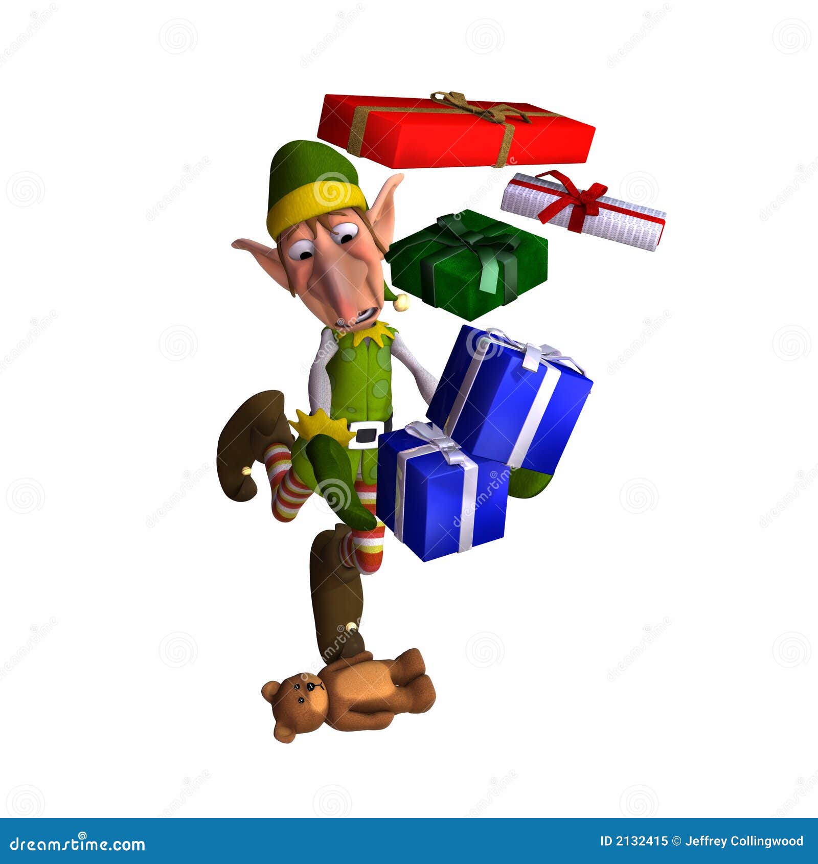 Christmas Elf - Tripping stock illustration. Illustration of ribbon ...