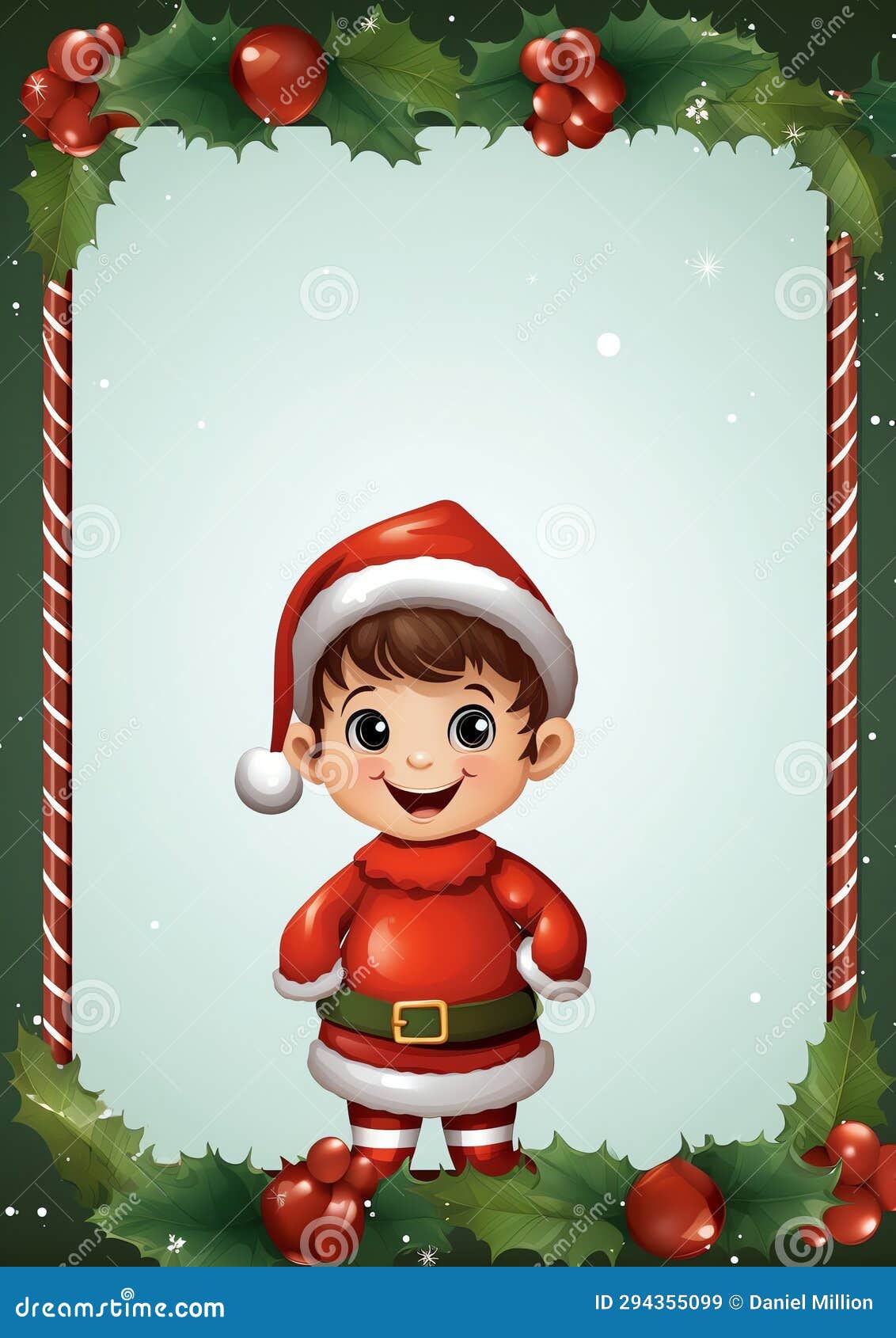 Christmas Elf Watercolor Winter Border Stock Illustration ...