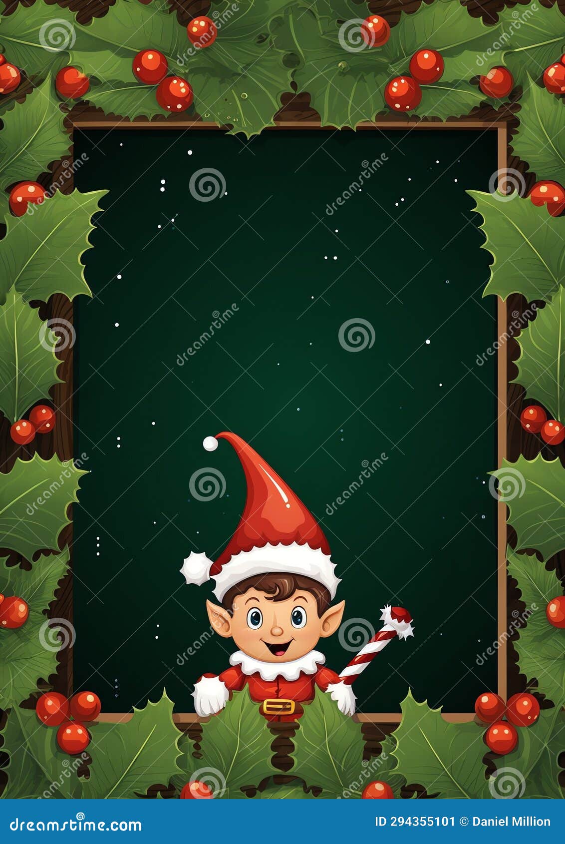 Christmas Elf Watercolor Winter Border Stock Illustration ...