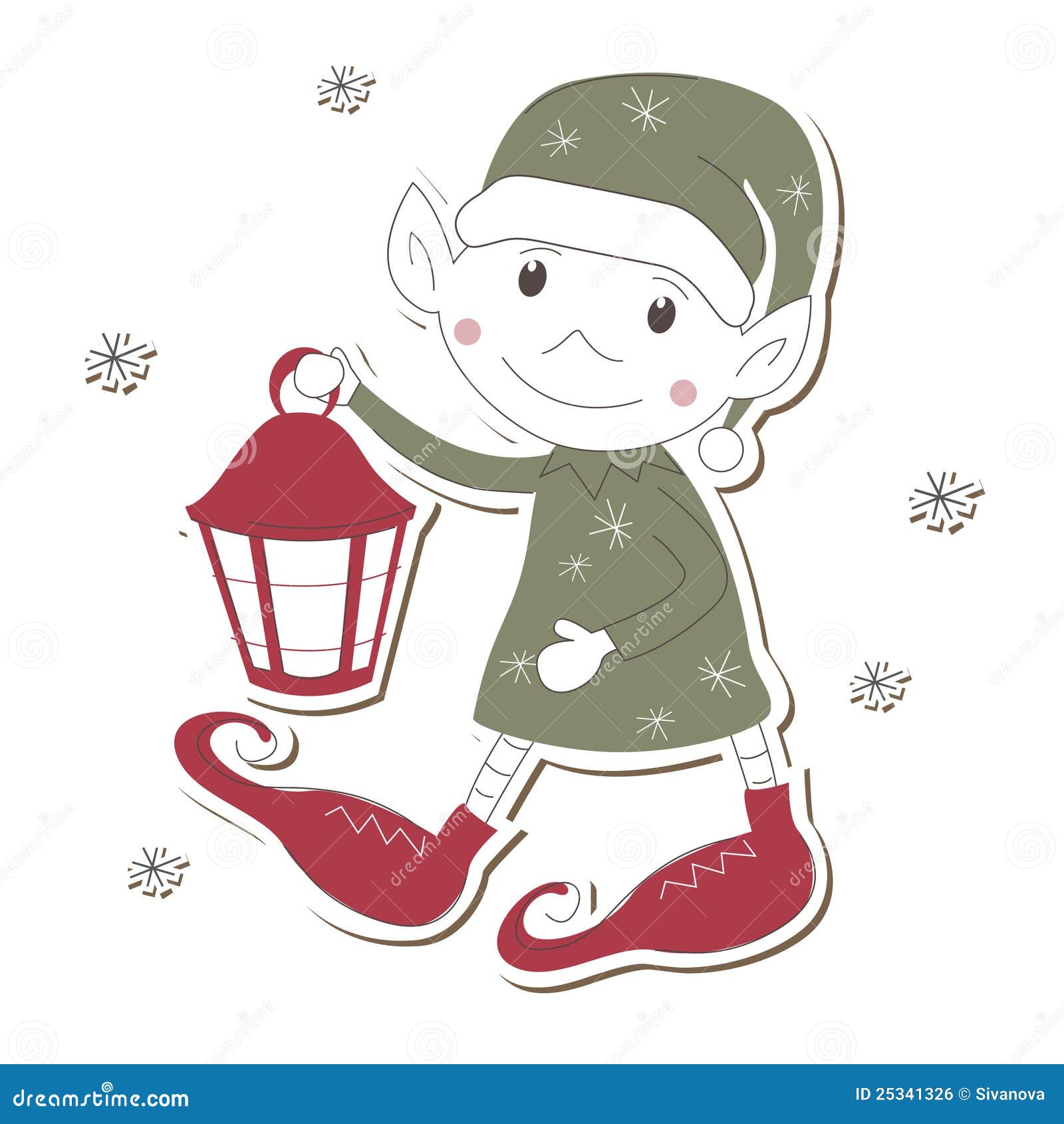 Christmas Elf on White Background Stock Vector - Illustration of ...