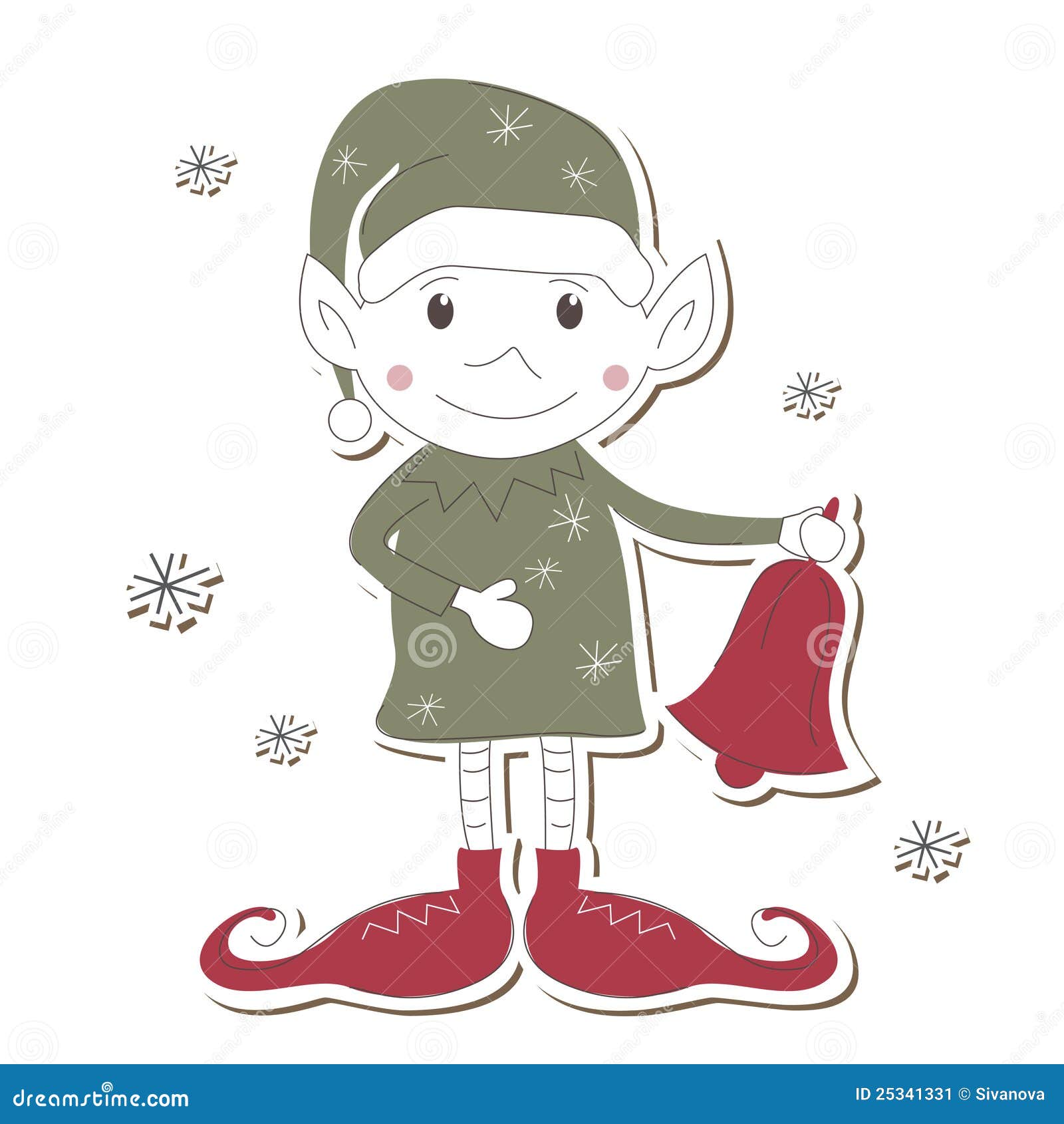 Christmas Elf on White Background Stock Vector - Illustration of ...