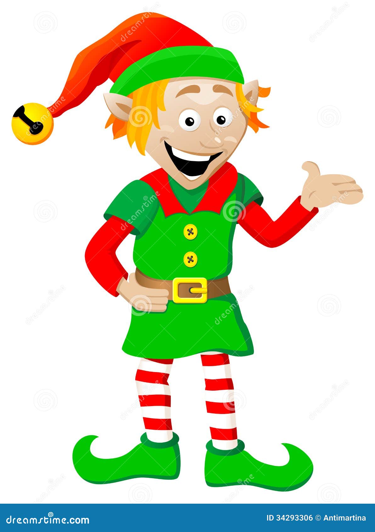 Christmas Elf on White Background Stock Vector - Illustration of merry ...
