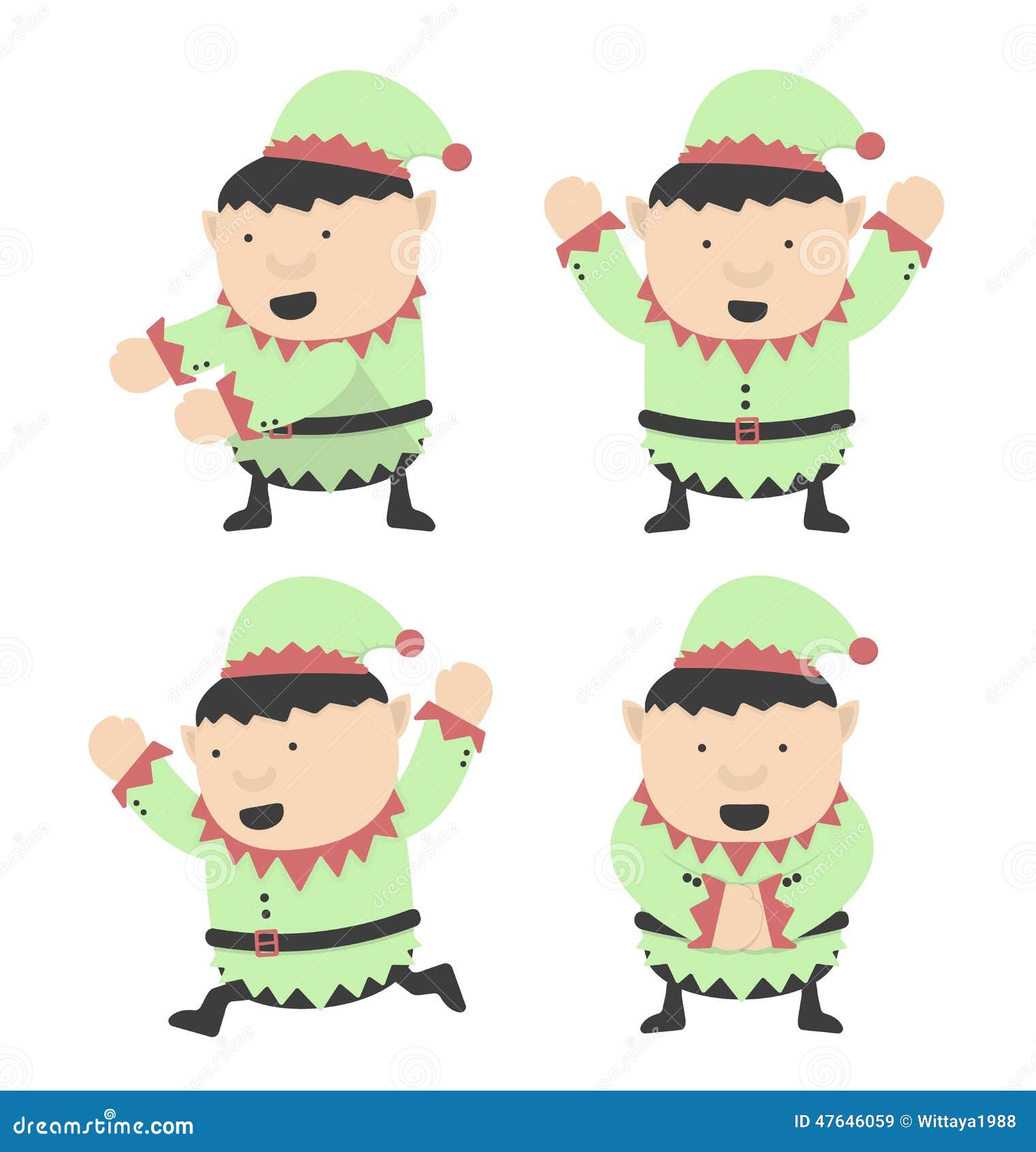 Christmas Elves Fat and Different Poses Stock Vector - Illustration of ...
