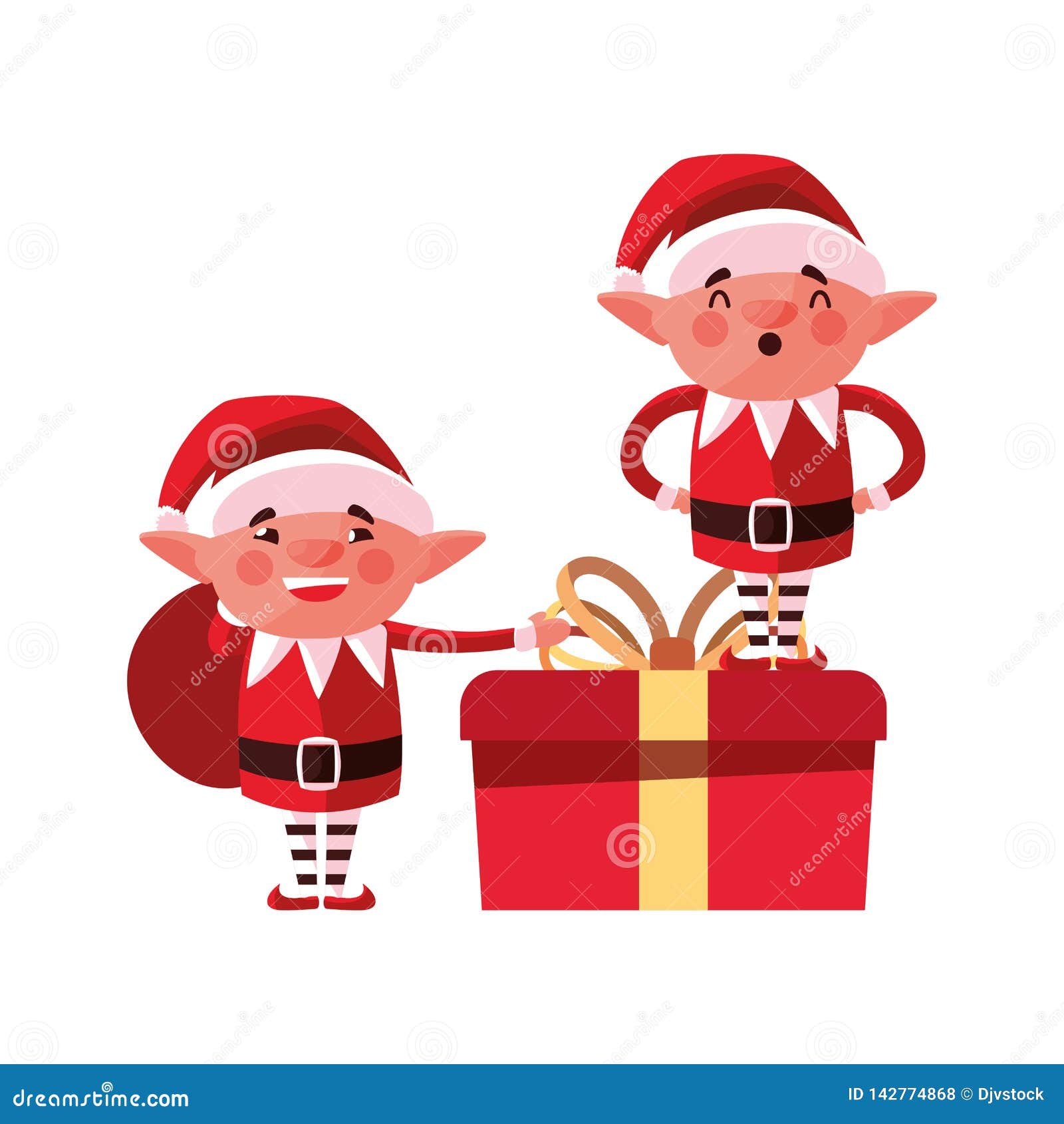Christmas Elves and Gift Boxes Stock Vector - Illustration of elves ...