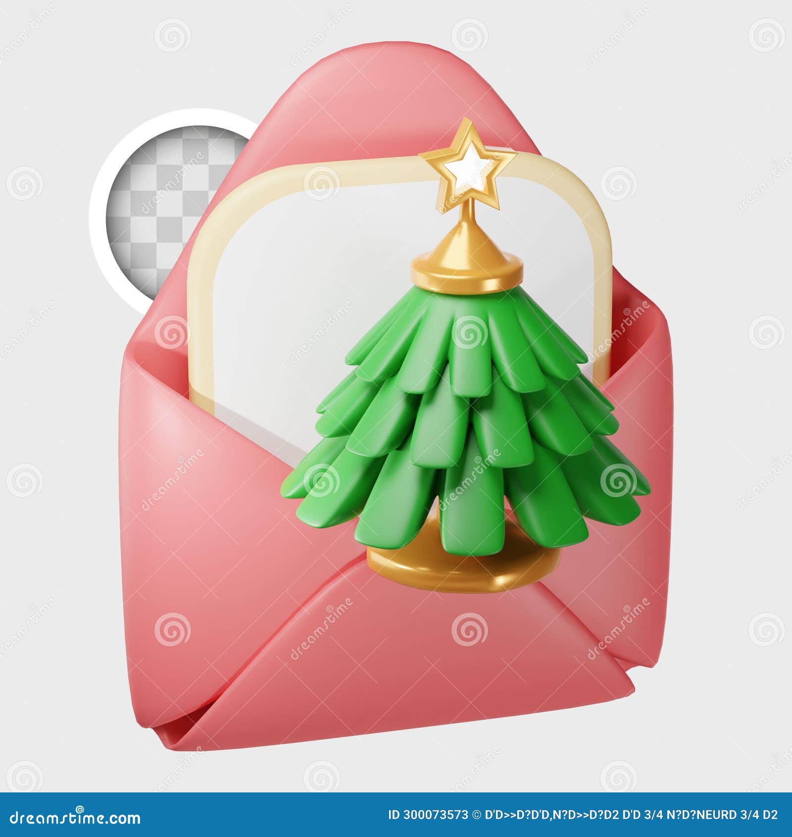 Christmas Envelope with Tree. 3d Illustration Stock Illustration ...