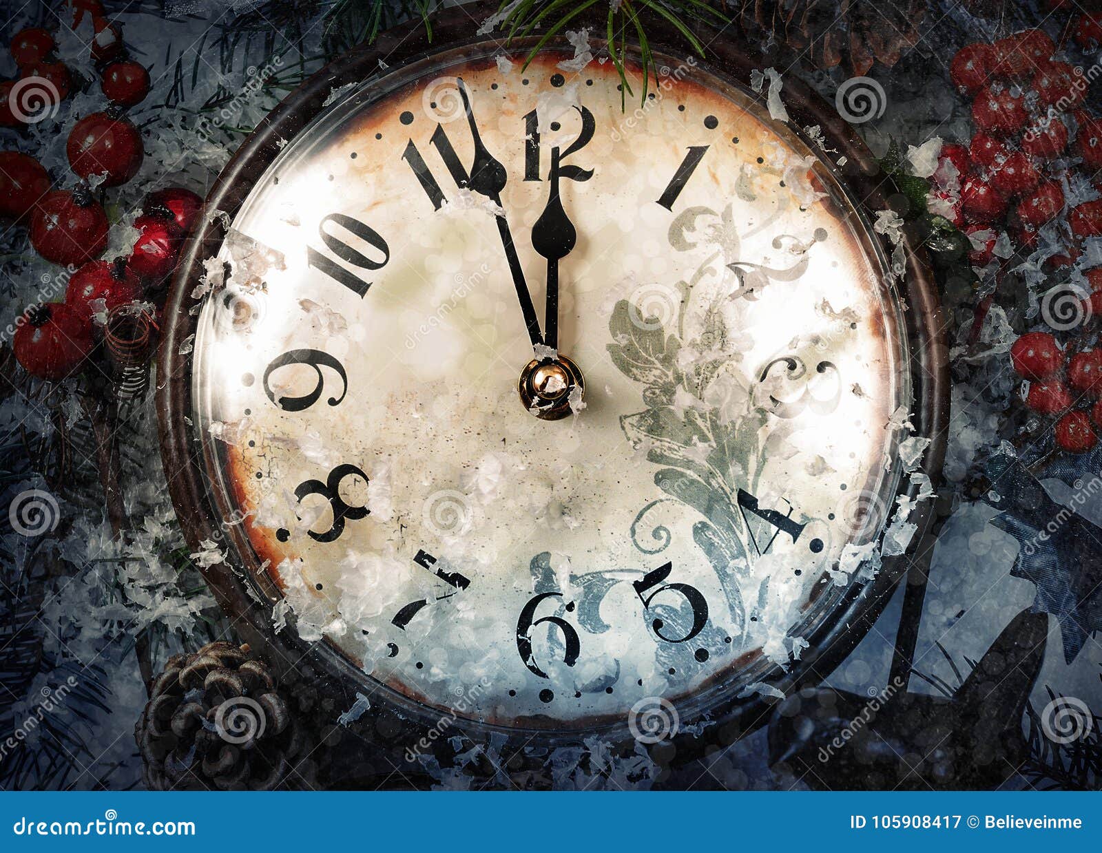 Christmas Eve and New Years at Midnight Stock Image - Image of night ...