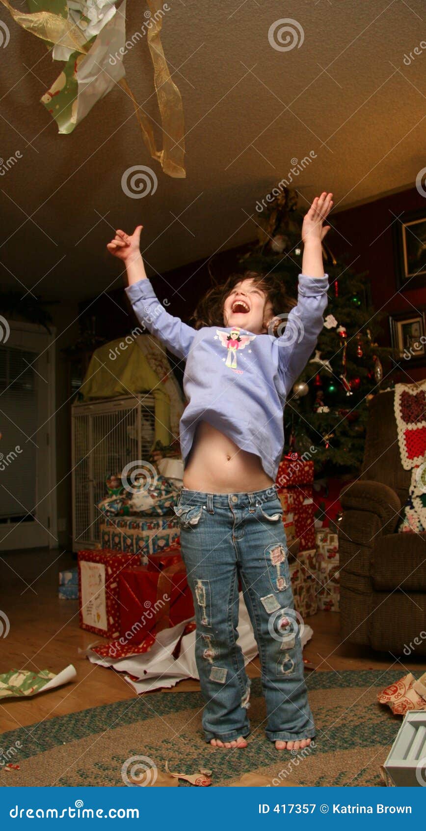 Christmas Excitement stock image. Image of girl, funny - 417357