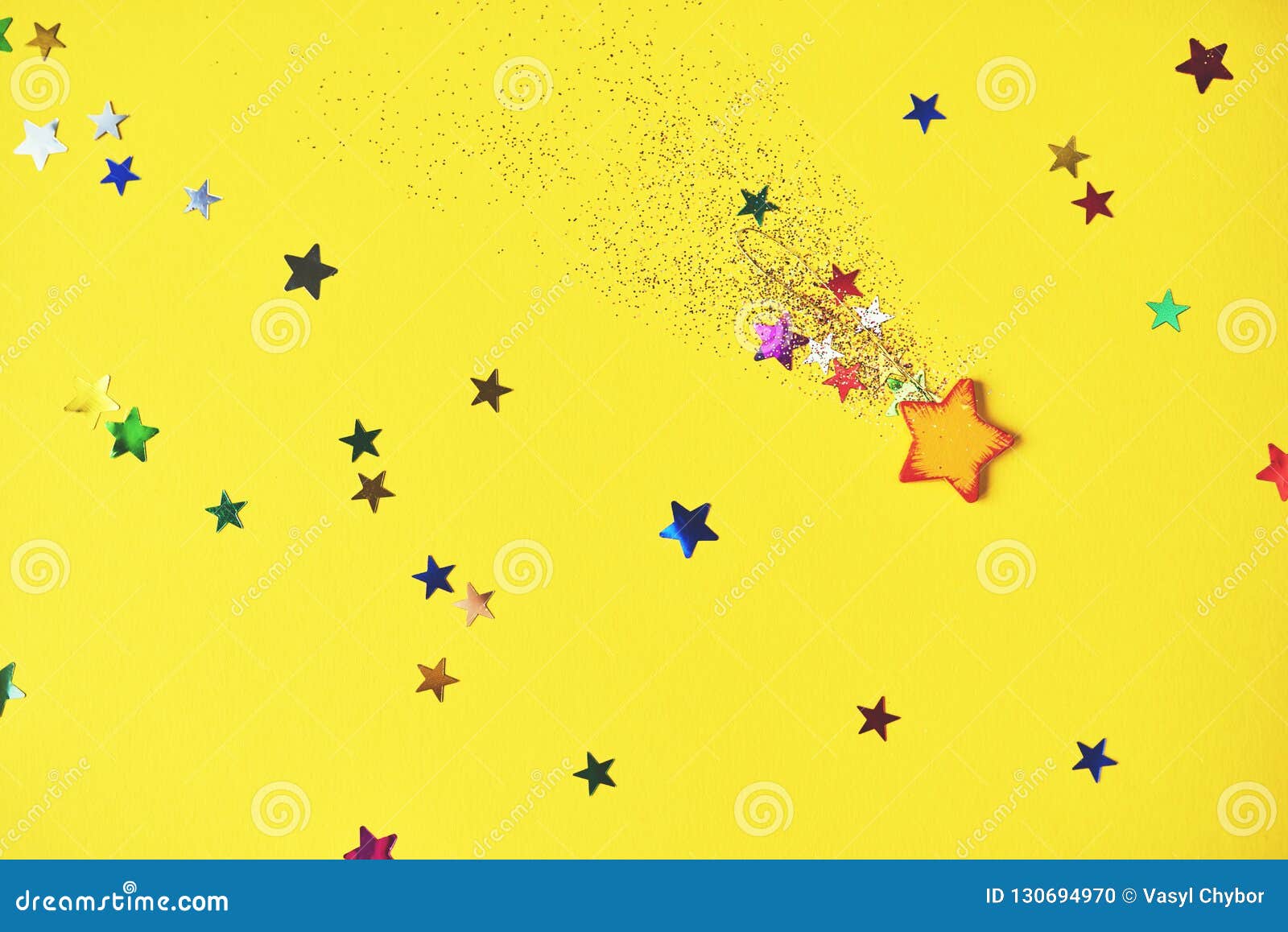 Christmas Falling Star on Yellow Background. Design Mockup Stock Photo ...