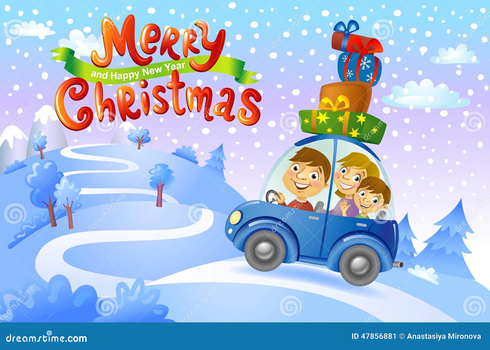 Christmas family trip stock vector. Illustration of heart - 47856881