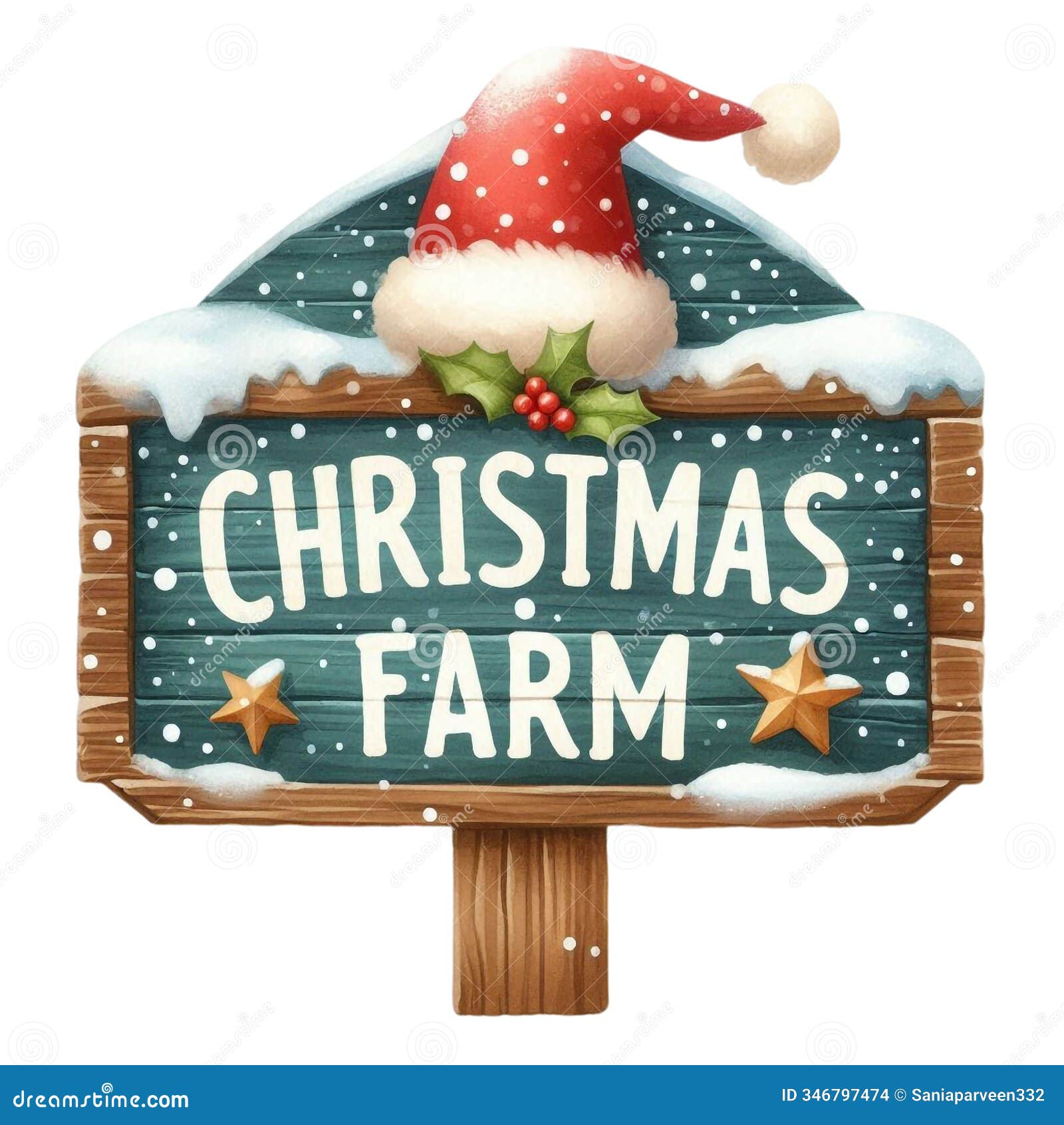 Christmas Farm Sign Board Sublimation Stock Illustration - Illustration ...