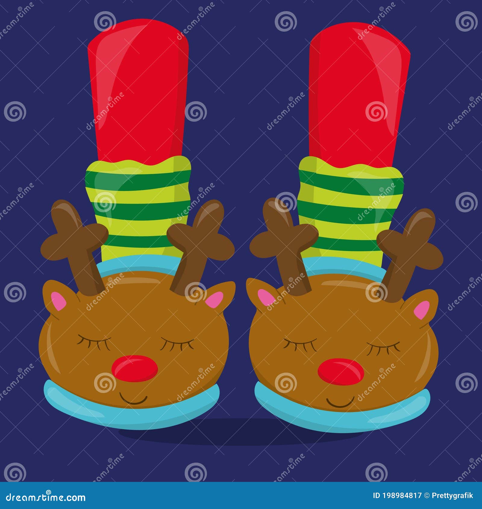 Christmas feet rudolf 12 stock vector. Illustration of vector - 198984817
