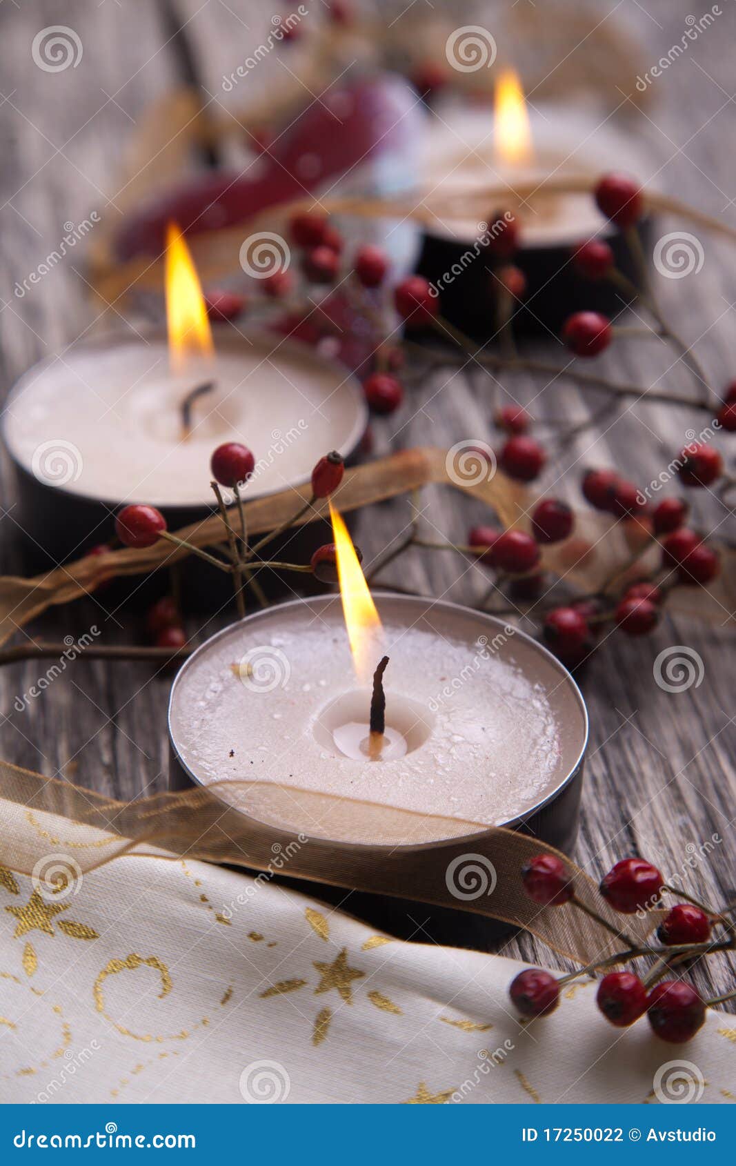 Christmas Festive Candles with Christmas Balls Stock Photo - Image of ...
