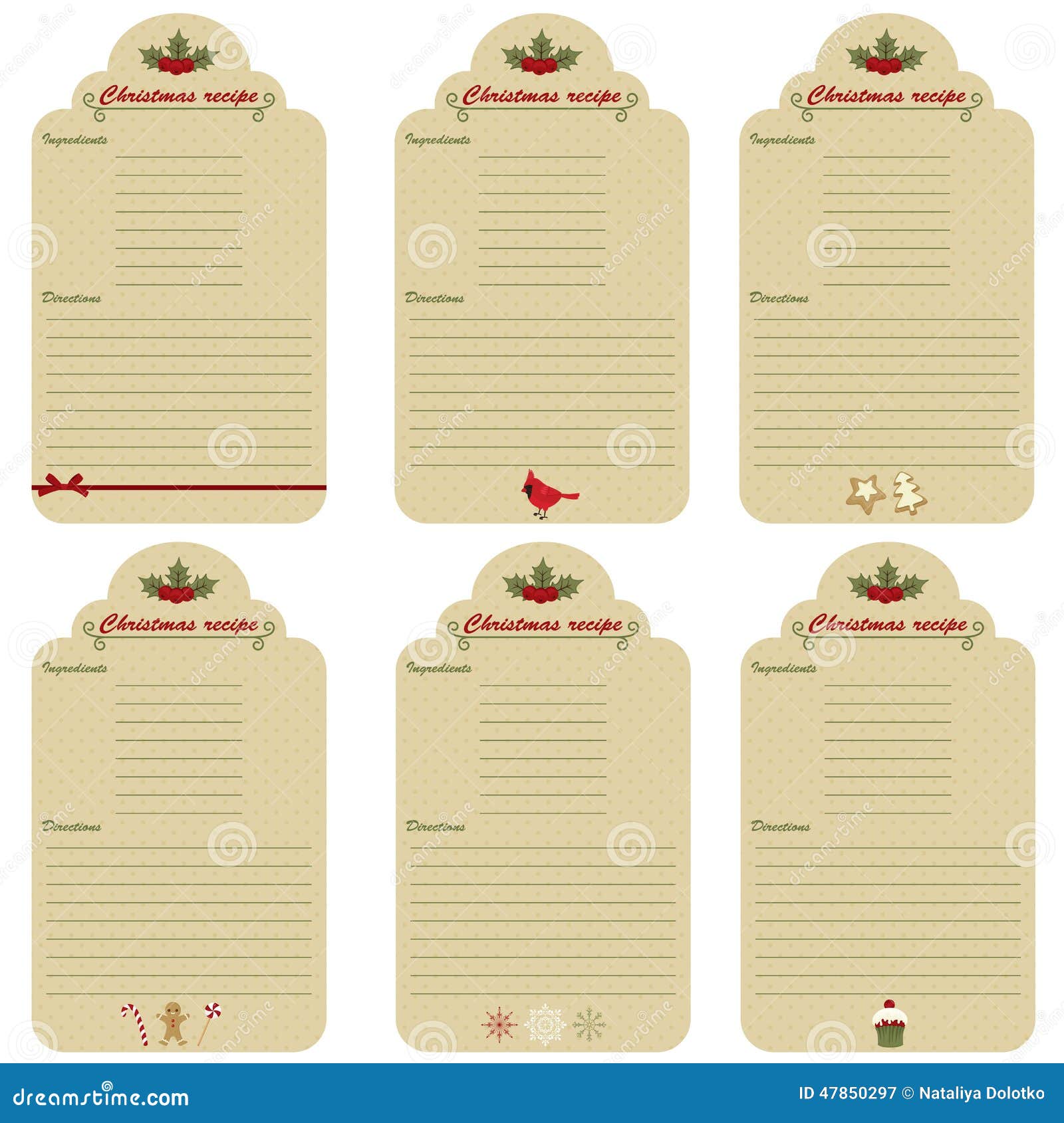 Recipe Cards Set. Cooking Card Templates. For Restaurant, Cafe, Bakery ...