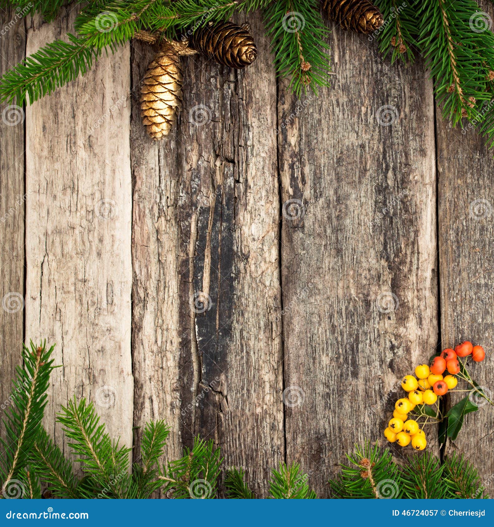 Christmas Fir Tree on Wood Texture Stock Image - Image of copy, plank ...