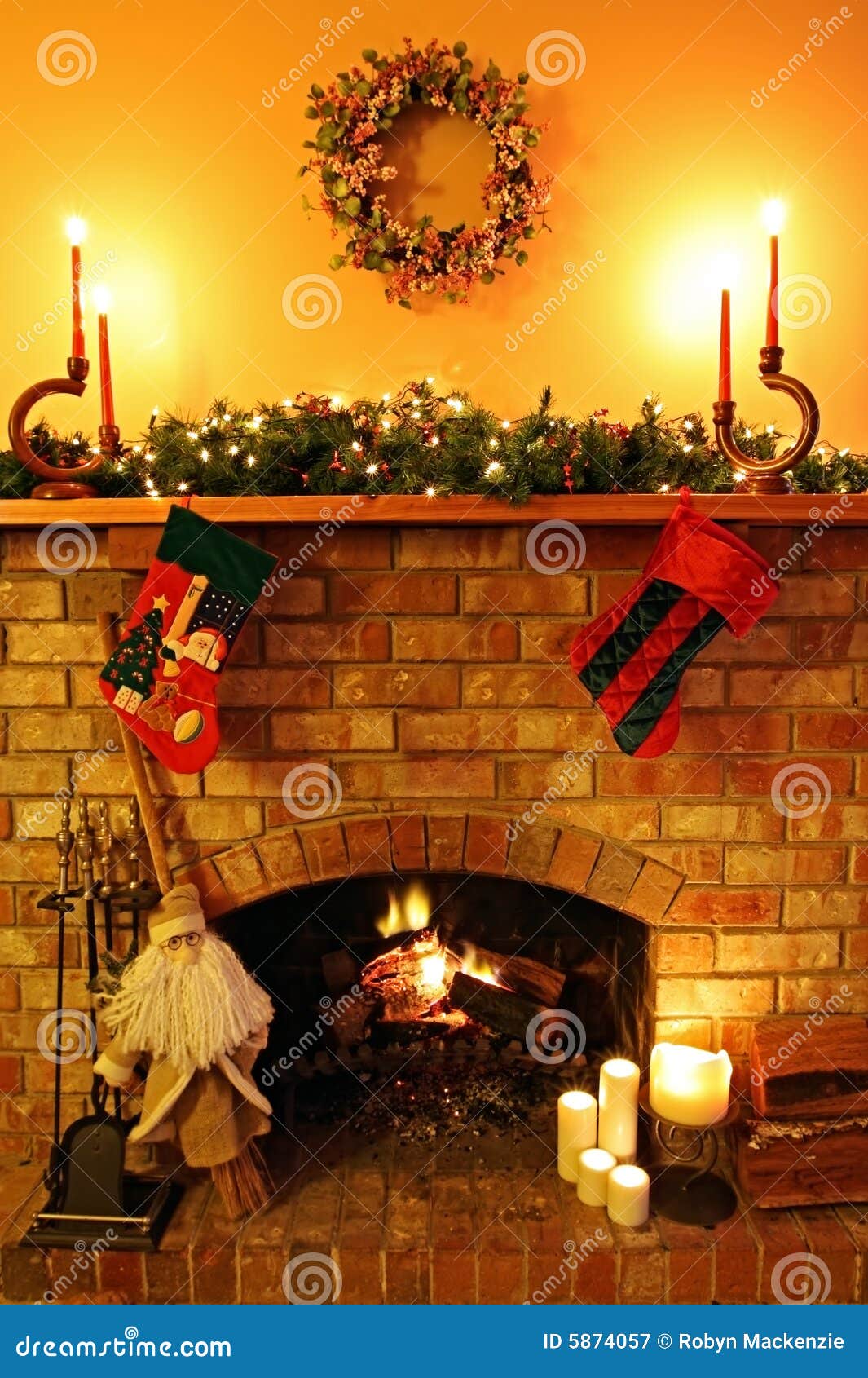 Christmas Fireside stock image. Image of holiday, decorations - 5874057