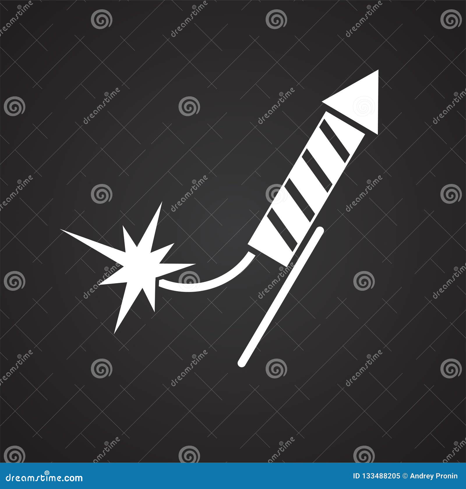 Christmas Firework Icon on Black Background for Graphic and Web Design ...