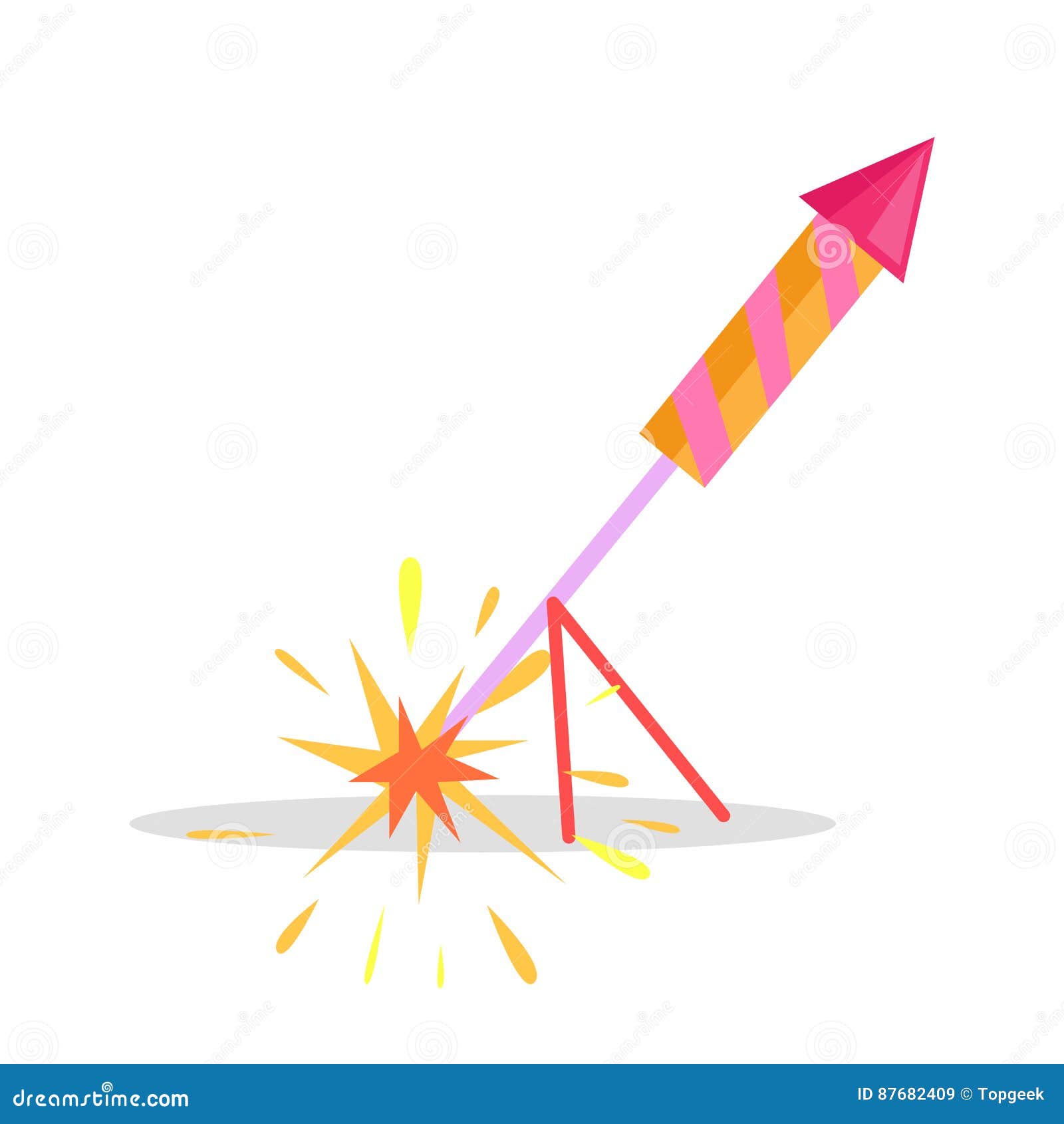 Christmas Firework Rocket Isolated Icon on Stand Stock Vector ...