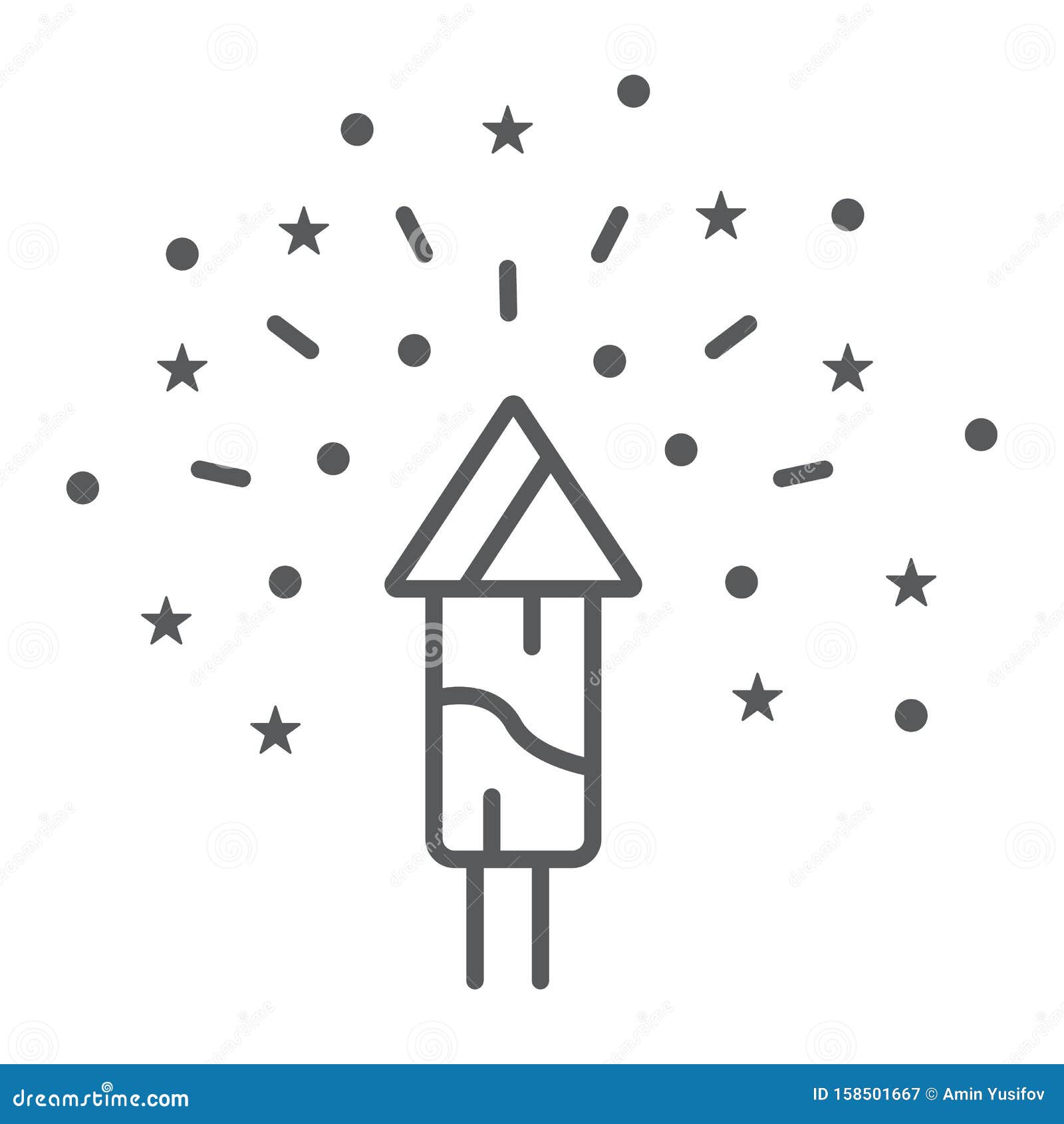 Christmas Firework Thin Line Icon, Party and New Year, Firecracker Sign ...