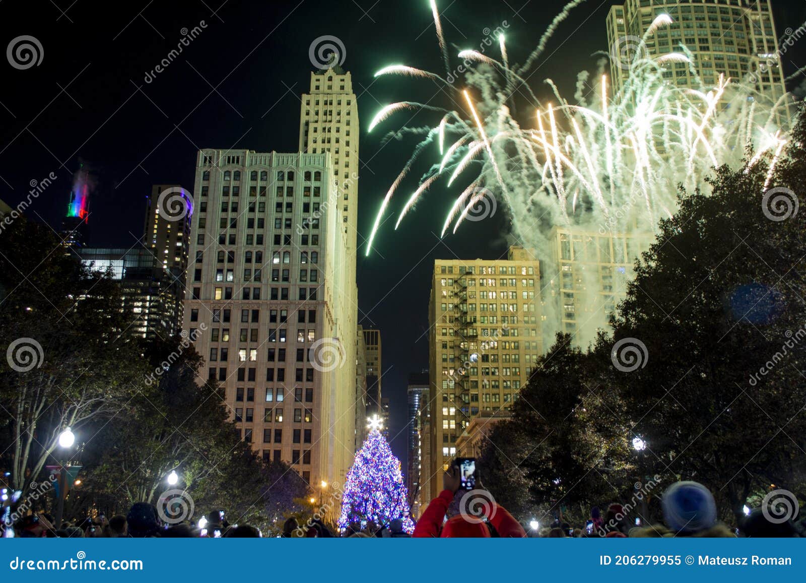 Christmas fireworks stock image. Image of night, light - 206279955