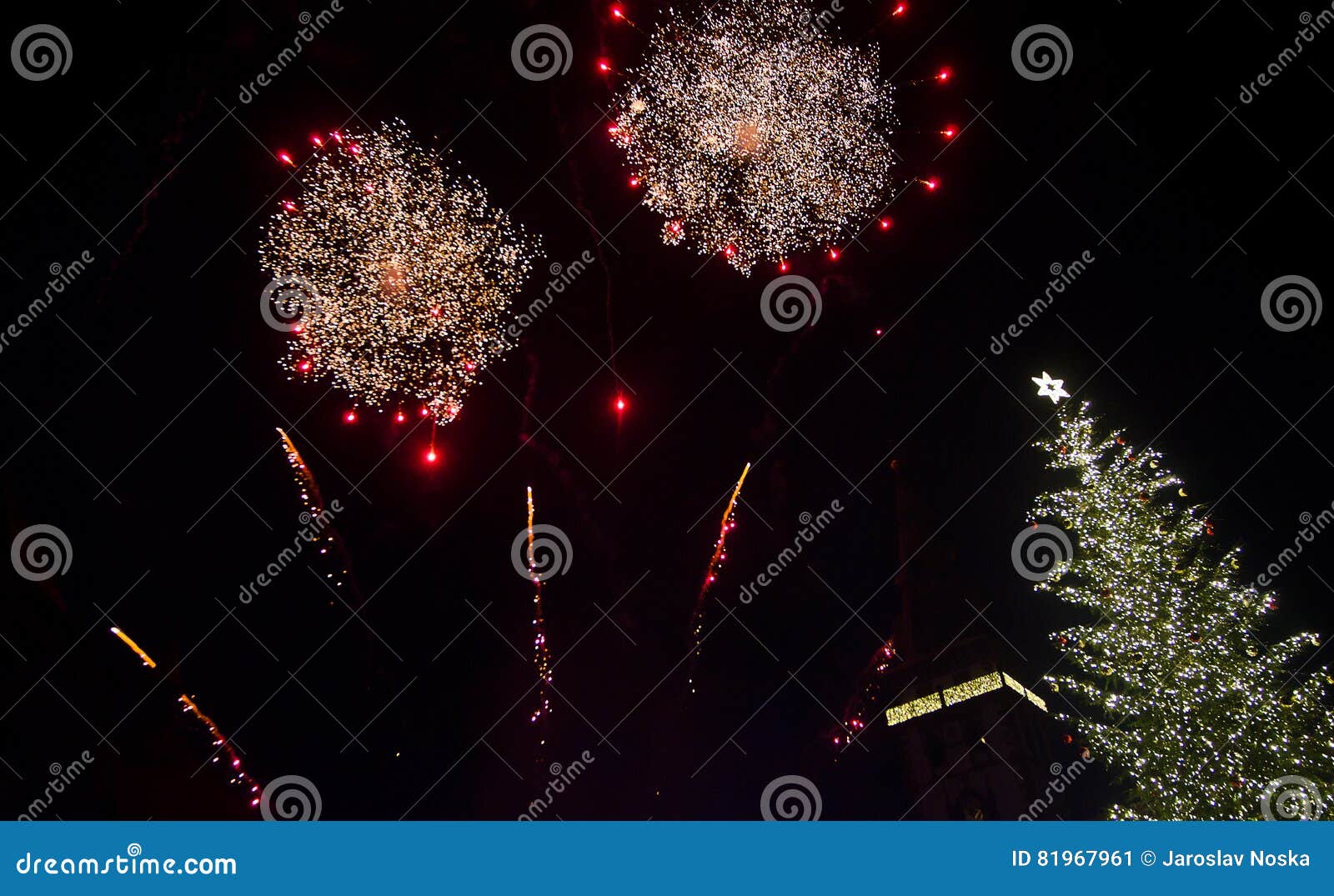 Christmas fireworks stock image. Image of bokeh, celebrate - 81967961