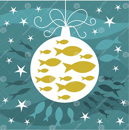 Christmas fish card stock vector. Illustration of greeting - 27837433