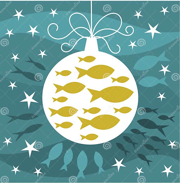Christmas fish card stock vector. Illustration of greeting - 27837433