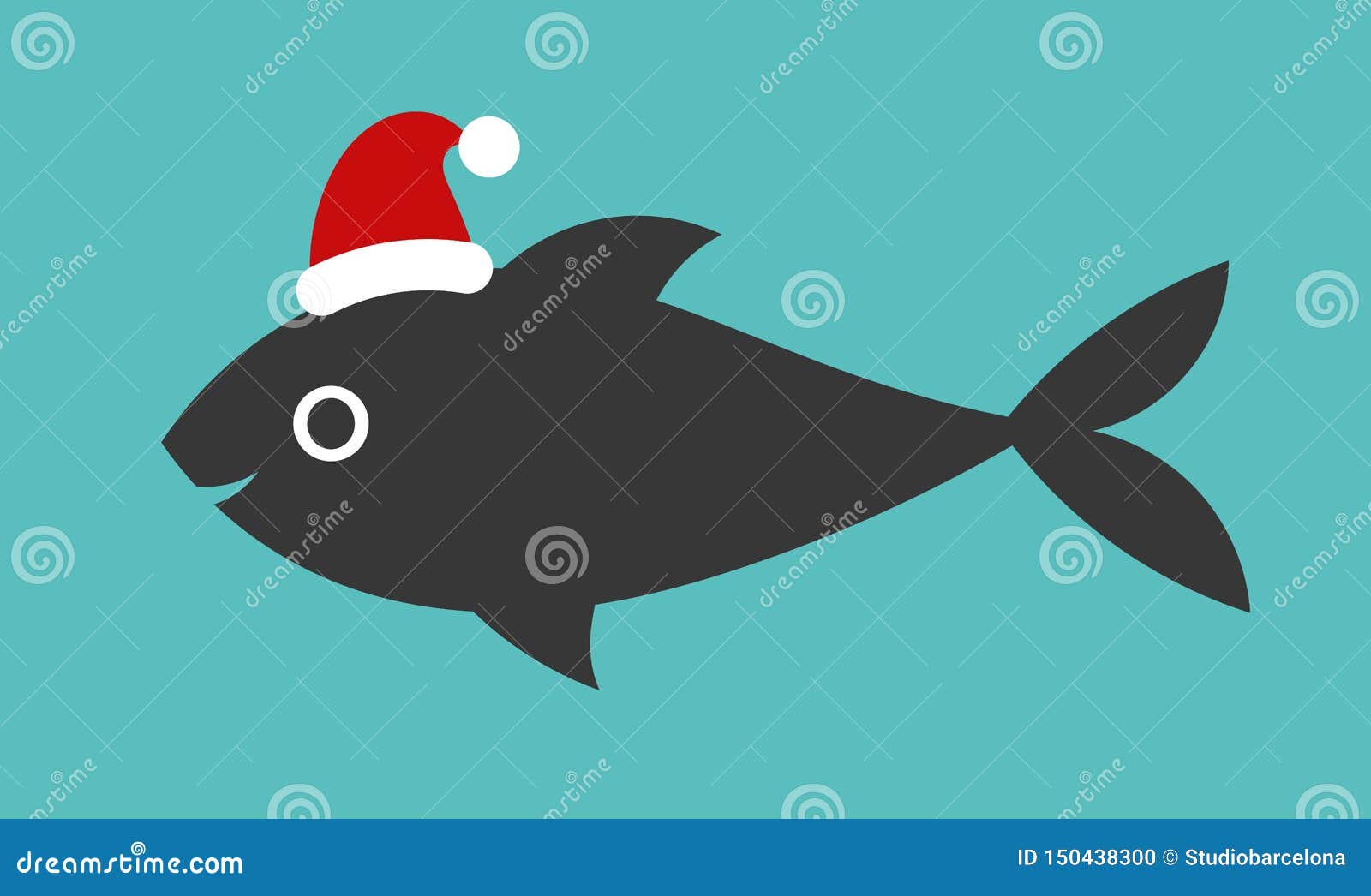 Christmas Fish in Santa Hat Stock Vector - Illustration of christmas ...